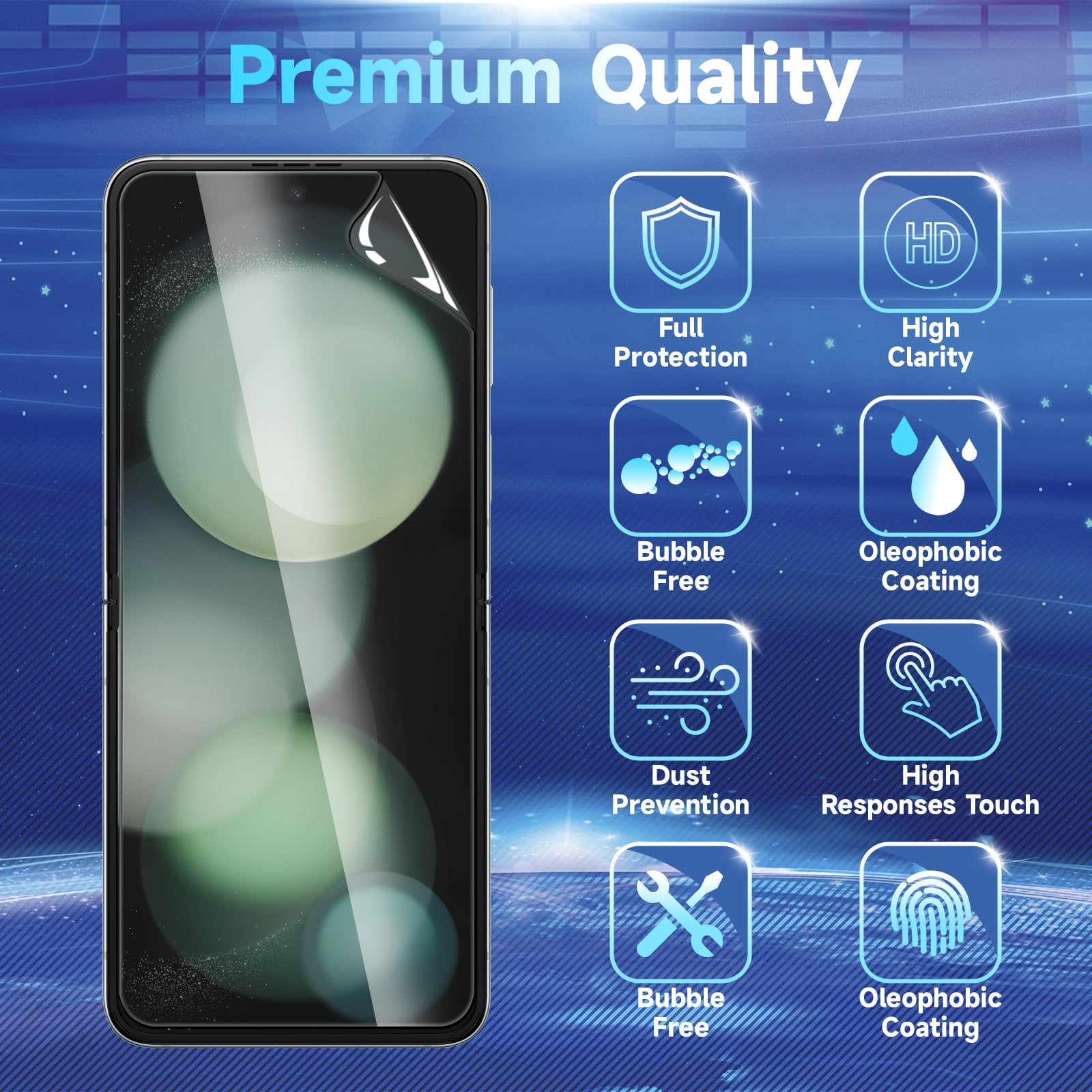 CWQZGUF [2Set 10PCS] Galaxy Z Flip 5 Screen Protector, Front TPU Screen Protector + Full Back Cover Film + Camera Lens Protector, High Clarity, Anti-Shatter, Bubble Free for Samsung Galaxy Z Flip 5 5G