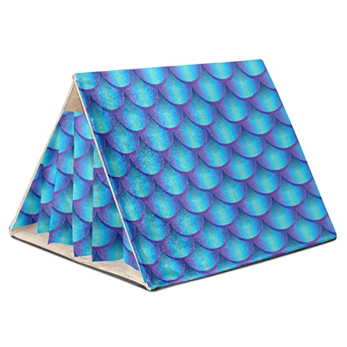 Mermaid Scale Blue Purple, Hamster House Habitat Bed for Small Animal Hamster Gerbils Chipmunks Squirrels Hedgehogs Guinea Pigs Habitat Decor