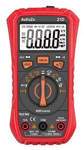 Digital Multimeter Tester,AoKoZo 21D Electrical Voltmeter Tester,Volt Multi Meter,6000 Counts ,TRMS