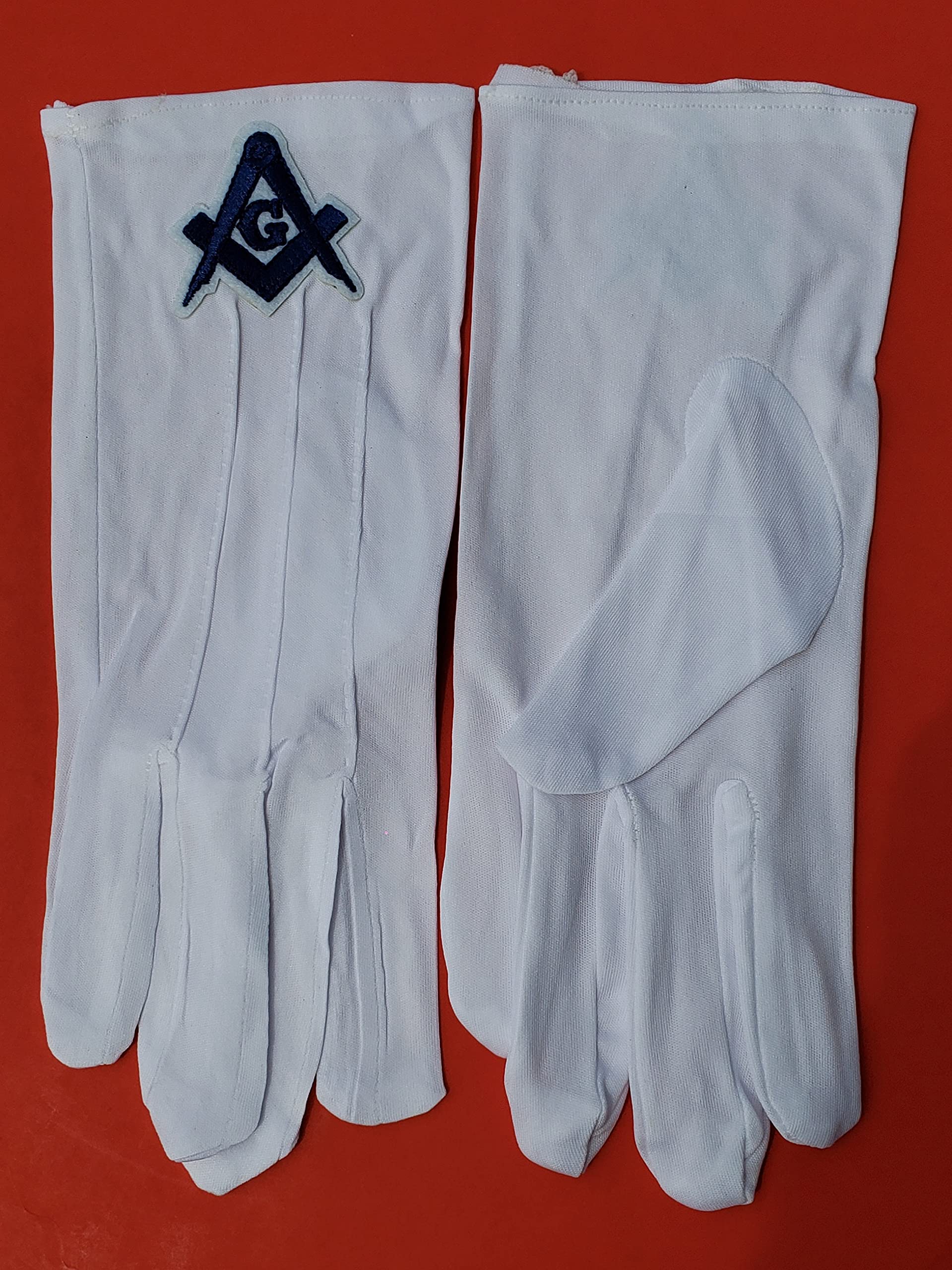 DEURA Freemason Mason Masonic White Gloves Blue Lodge Embroidered G Logo Square & Compass