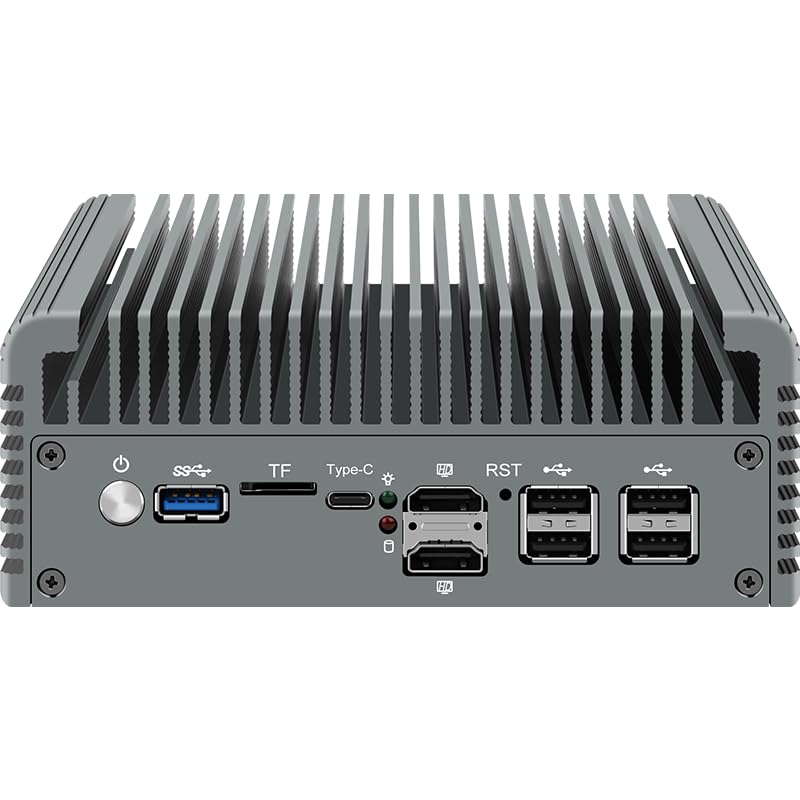 CWWK Fanless Mini PC Intel N Series-N100(4C/4T up to 3.4GHz) Low Power Processor, DDR5, 6x2.5GbE Intel I226V, 4K Display Outputs,M.2 NVMe, SATA3.0, 5 USB Ports, Firewall Router (N100-6L Barebone)