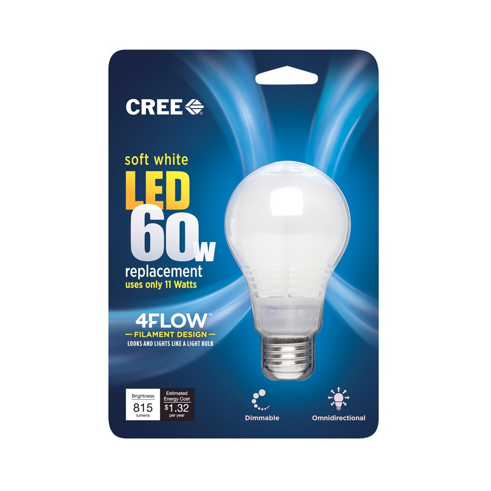 Cree 60W Equivalent Soft White (2700K) A19 LED Light Bulb with 4Flow Filament Design