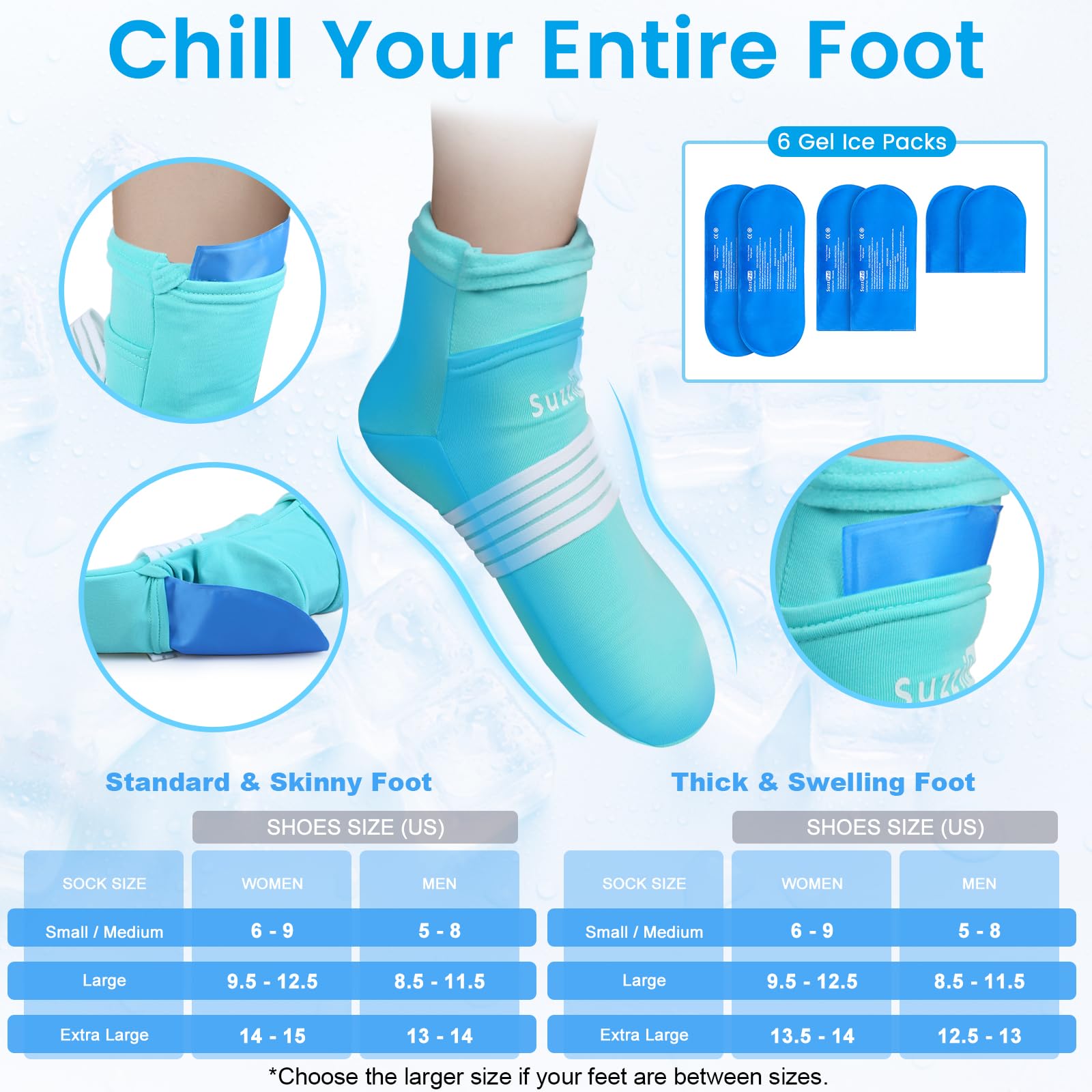 SuzziPad Cold Therapy Socks & Hand Ice Pack Cold Gloves for Chemotherapy Neuropathy, Chemo Care Package for Women and Men, Ideal for Plantar Fasciitis, Carpal Tunnel, S/M