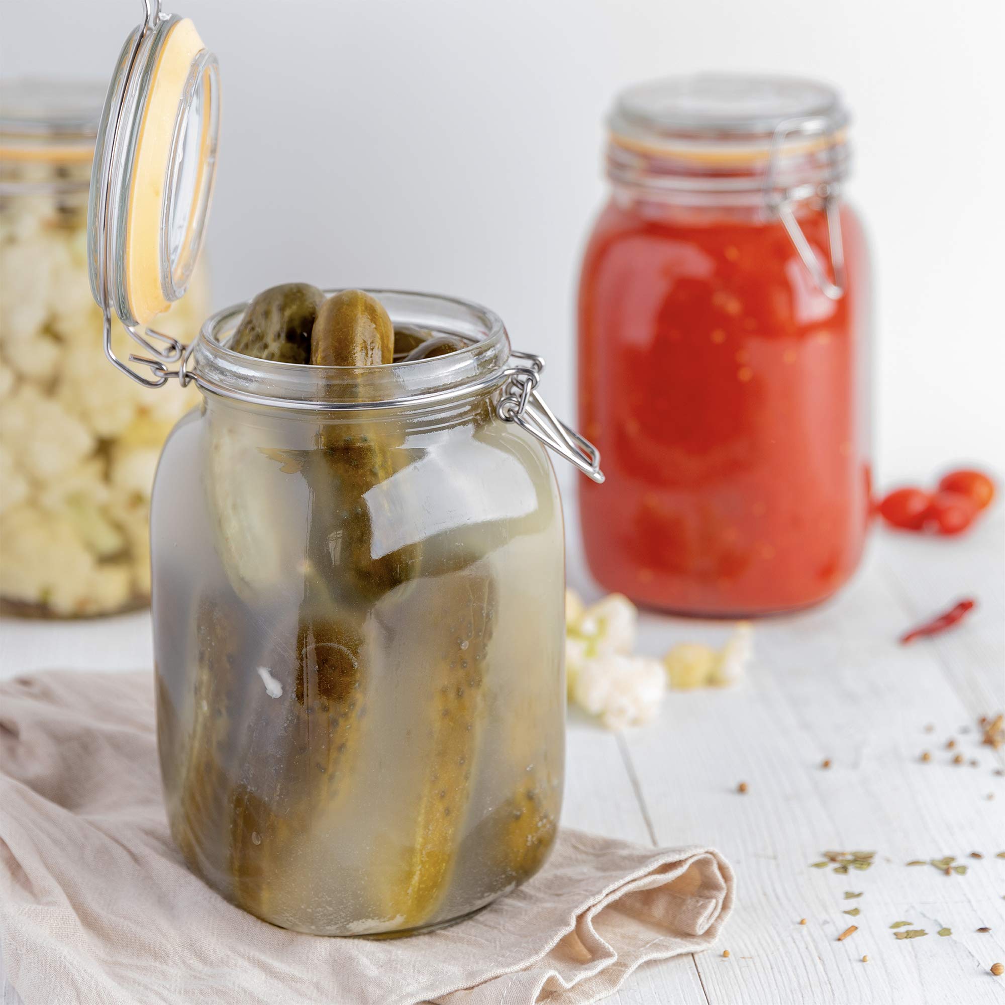 Galashield Glass Jars with Lids Food Storage Jars with Airtight Lids Leak Proof Glass Canisters Kitchen Jars [50 oz]