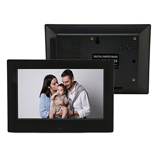 Digital Photo Album, 100‑240V 7 Inch HD 1080P Digital Photo Frame Background Music Calendar Function for Advertising (US Plug)