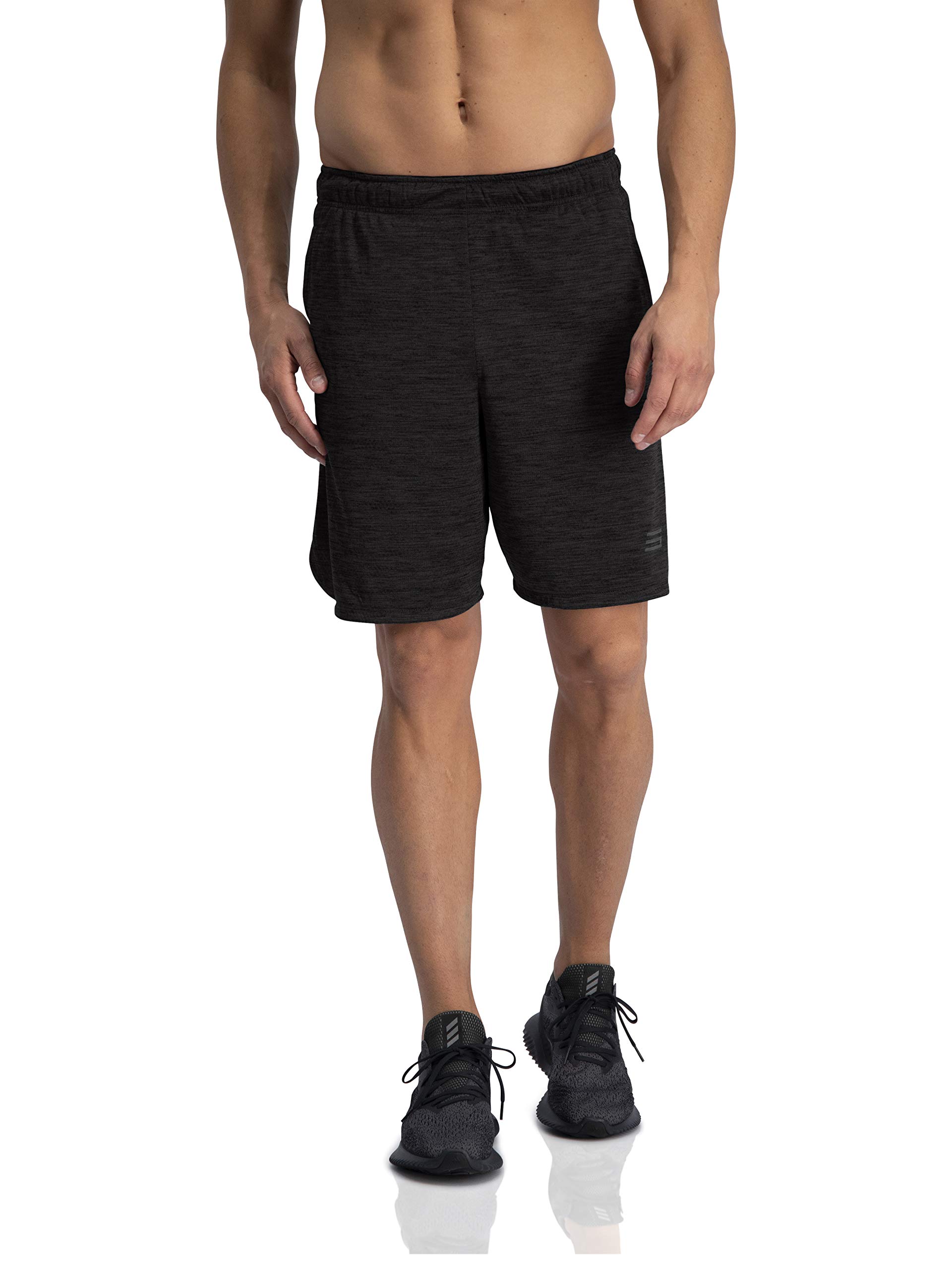 Dry FIT Gym Shorts for Men - Mens Workout Running Shorts - Moisture Wicking with Pockets and Side Hem Deep Black