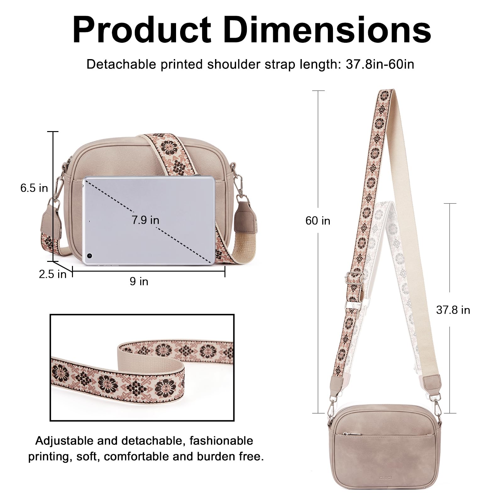 CLUCI Crossbody Bags for Women Trendy, Vegan Leather Shoulder Handbags,Purses for Women with Adjustable Wide Strap