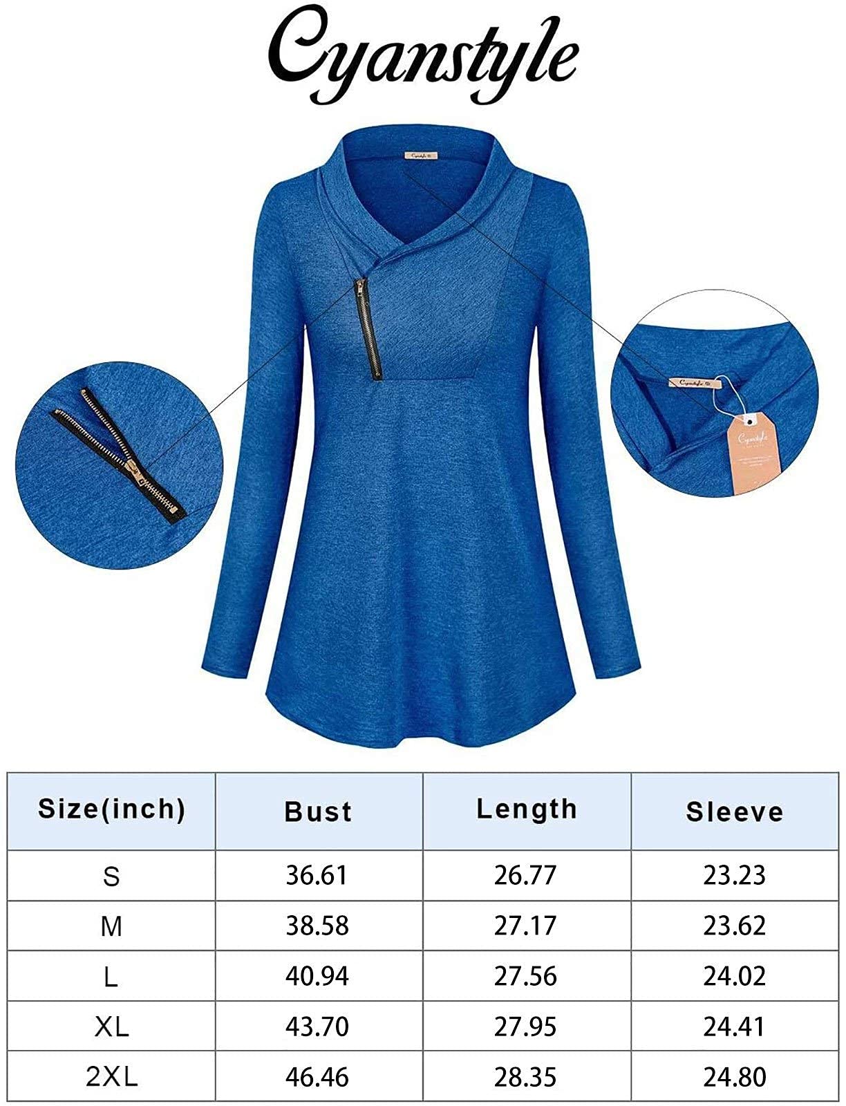 Cyanstyle Womens Casual Long Sleeve Cowl Neck Shirt Zipper Solid Sporty Sweatshirts Carmine Red Medium