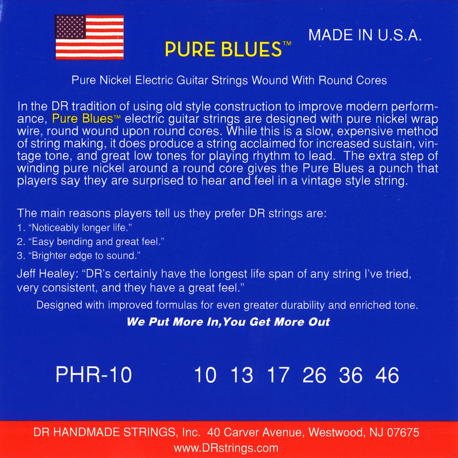 DR Strings Pure Blues Nickel Wound Vintage Style Electric Guitar Strings β 10-46 Gauge
