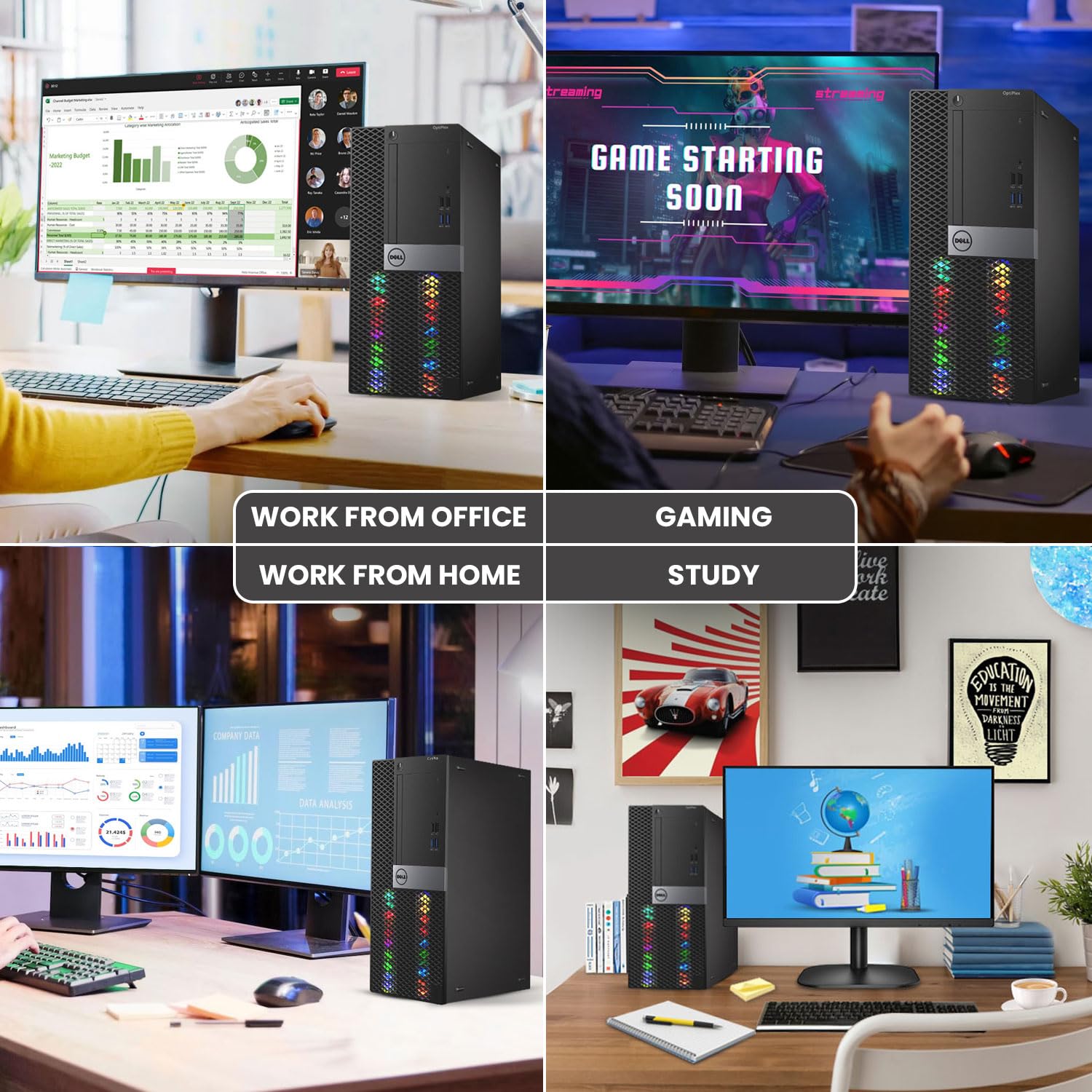 Dell RGB Gaming Tower Computer PC, Intel Core i5 6th Gen, 32GB DDR4 Ram, 1TB Solid State Drive, AMD Radeon RX 6400 4GB GDDR6, Built-in WiFi, HDMI, RGB Set, Windows 10 Pro (Renewed)