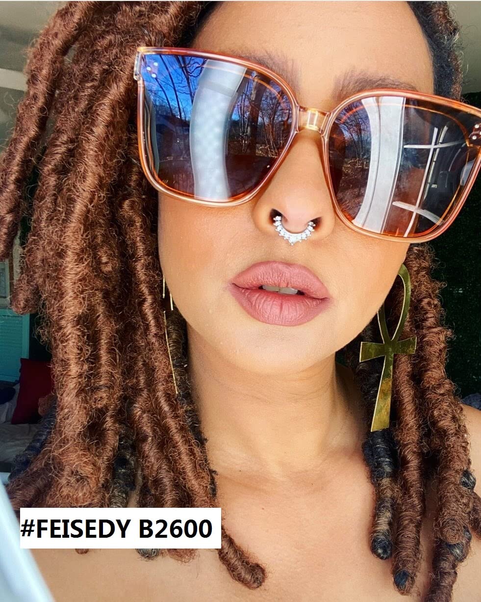 FEISEDY Retro Square Polarized Sunglasses Women Men Oversized Vintage Shades B2600