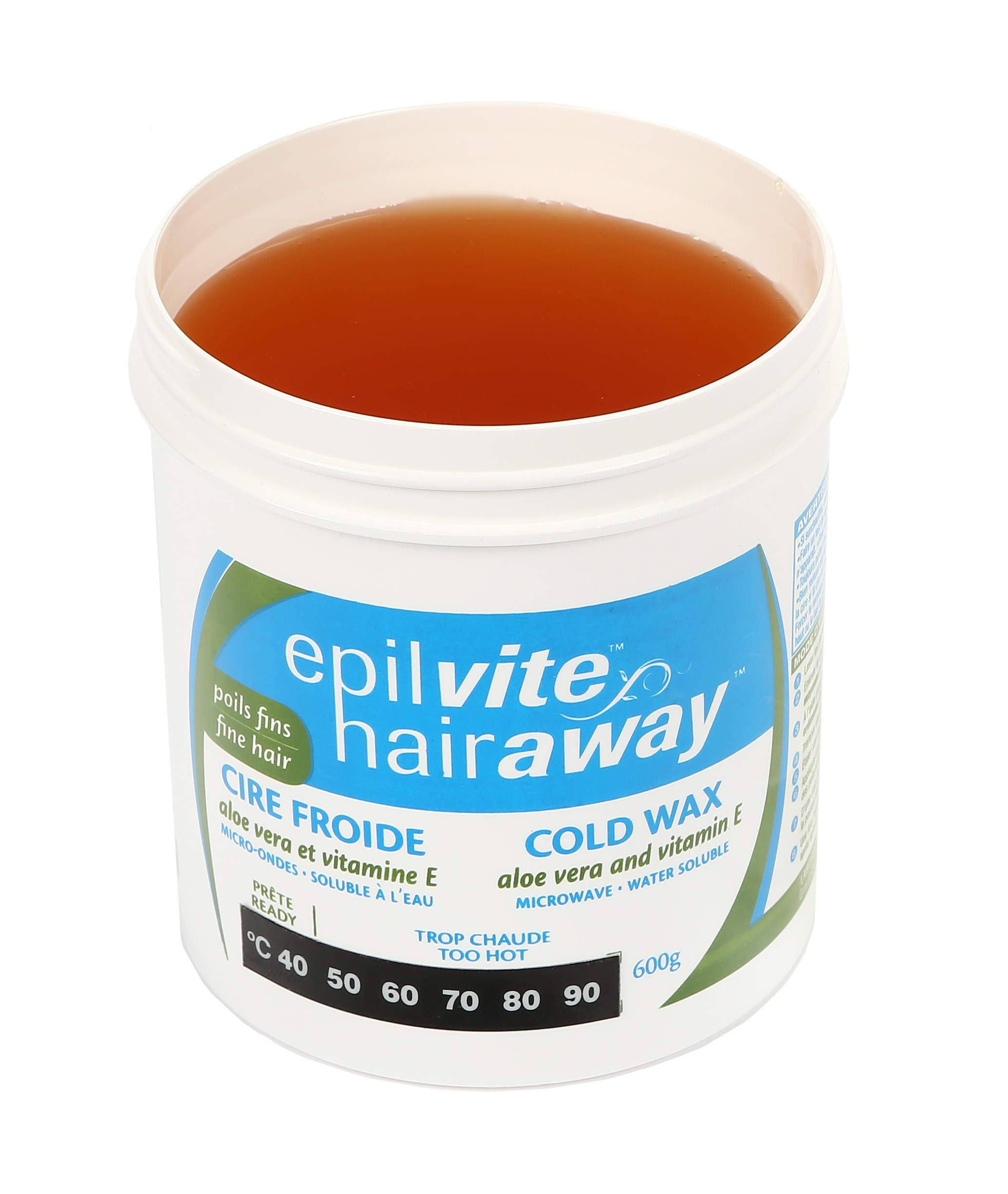 Epil-Vite/Hair Away - Cold Wax Aloe Vera and Vitamin E, for Fine Hair, 600 grams