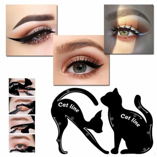 Eyeliner Tool Template,Eyeliner Makeup Aid Tool,10 in 1 Eyelash, Eyeshadow, Eyeliner Applicator Guide Tool for Makeup,Easy to Use, Suitable for Beginners