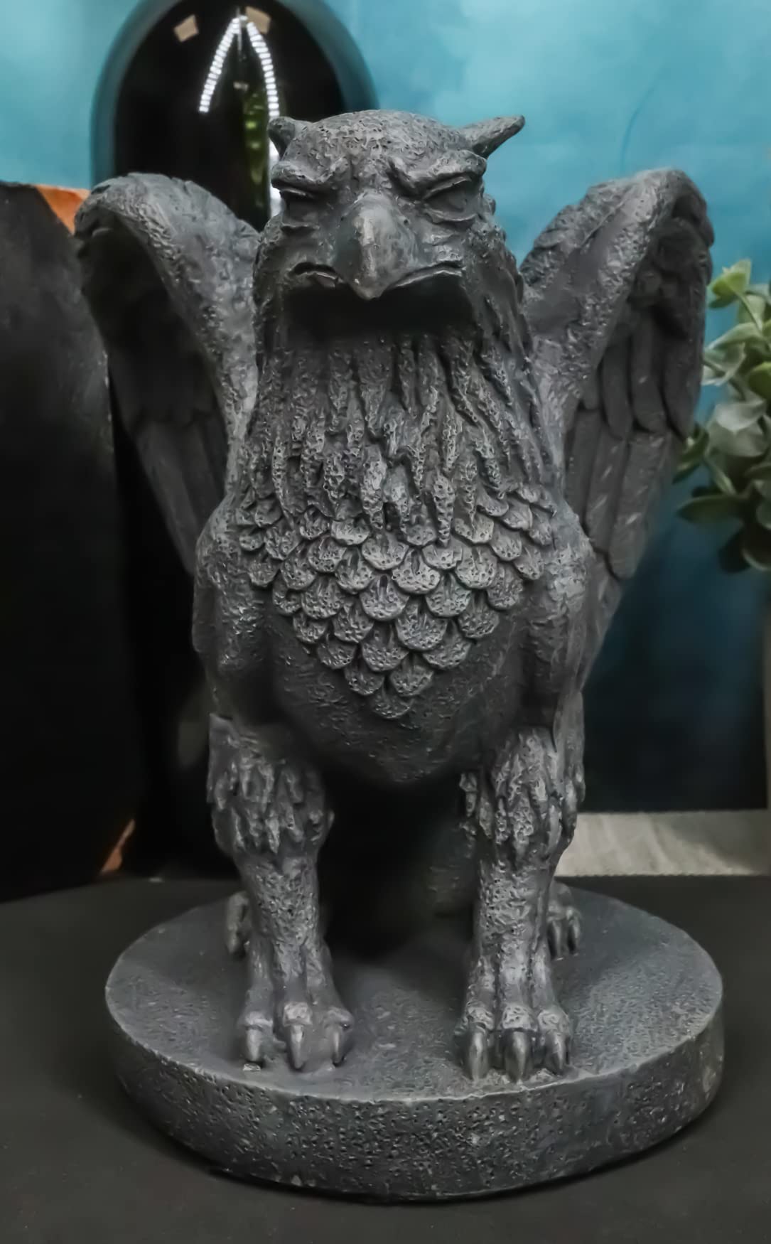Ebros Gift Mythical Winged Griffon Griffin Eagle Lion Gargoyle Statue Faux Stone Resin Home Decor Figurine 6.75" Tall Gothic Sculptures Statues and Figurines Might and Magic Heroes and Royalty Symbol