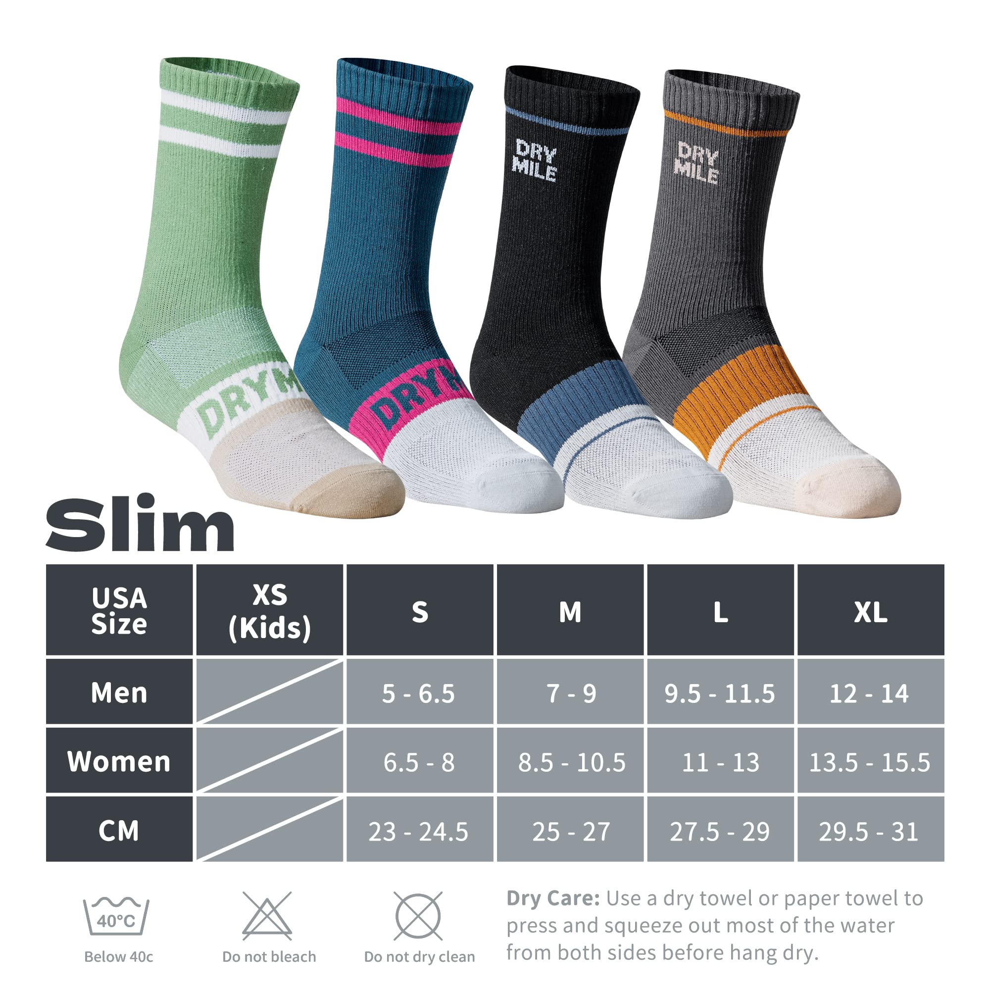 DRYMILE Slim Waterproof Socks, Thin Moisture Wicking Winter Waterproof Socks for Men & Women, Golf, Cycling - Crew (L, Charcoal and Khaki)