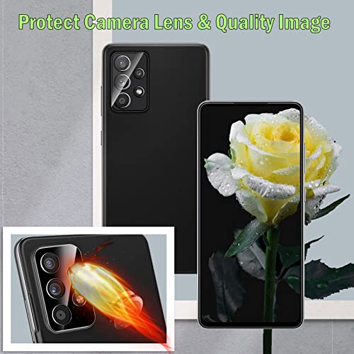 Jeywiry 3 Pack Screen Protector Compatible for Samsung Galaxy A53 5G with 3 Pack Camera Lens Protector, Ultra HD Tempered Glass, 9H Hardness, Anti-Scratch, Easy Installation - Case Friendly