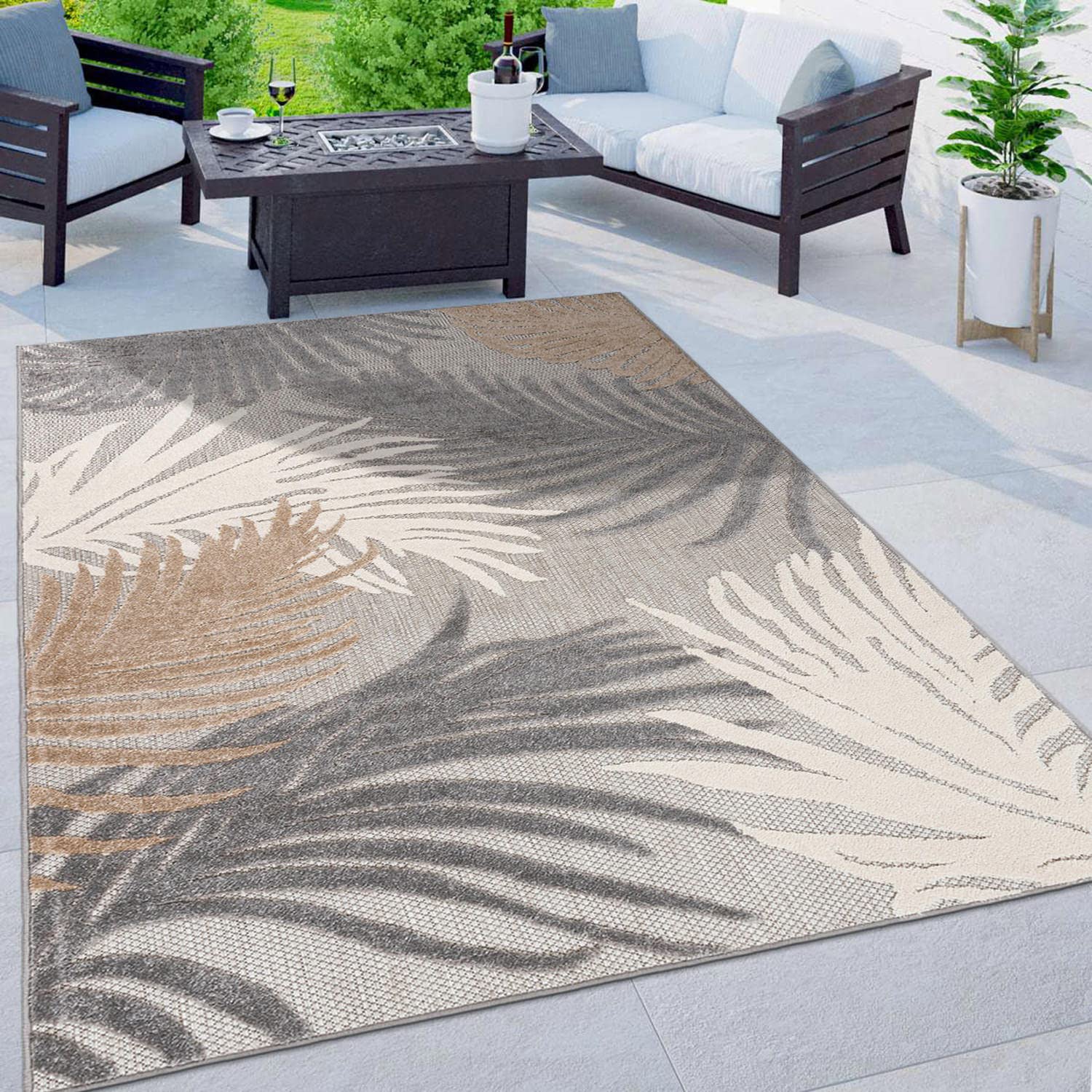 Rugshop Lucca Contemporary Floral Indoor/Outdoor Area Rug 7'10" x 10' Gray