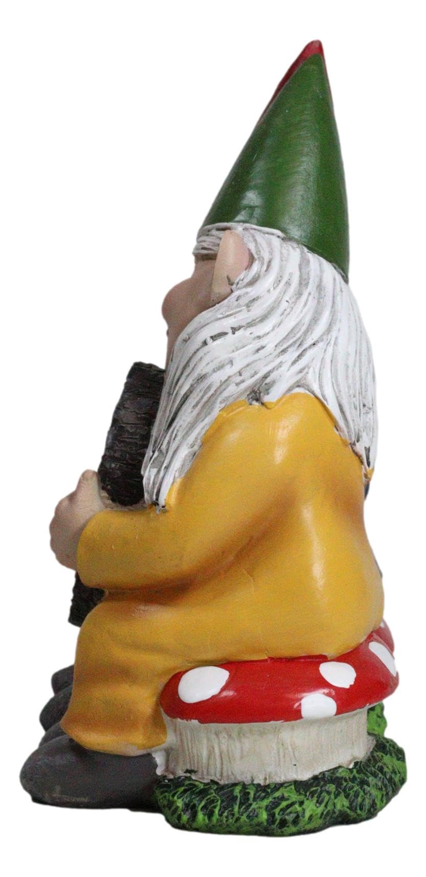 Ebros Whimsical Mr and Mrs Gnome Hobbit Couple Sitting On Toadstool Mushrooms Statue 6.25" Tall 'Forever Love Struck' Gnomes Home Decor Sculpture Figurine