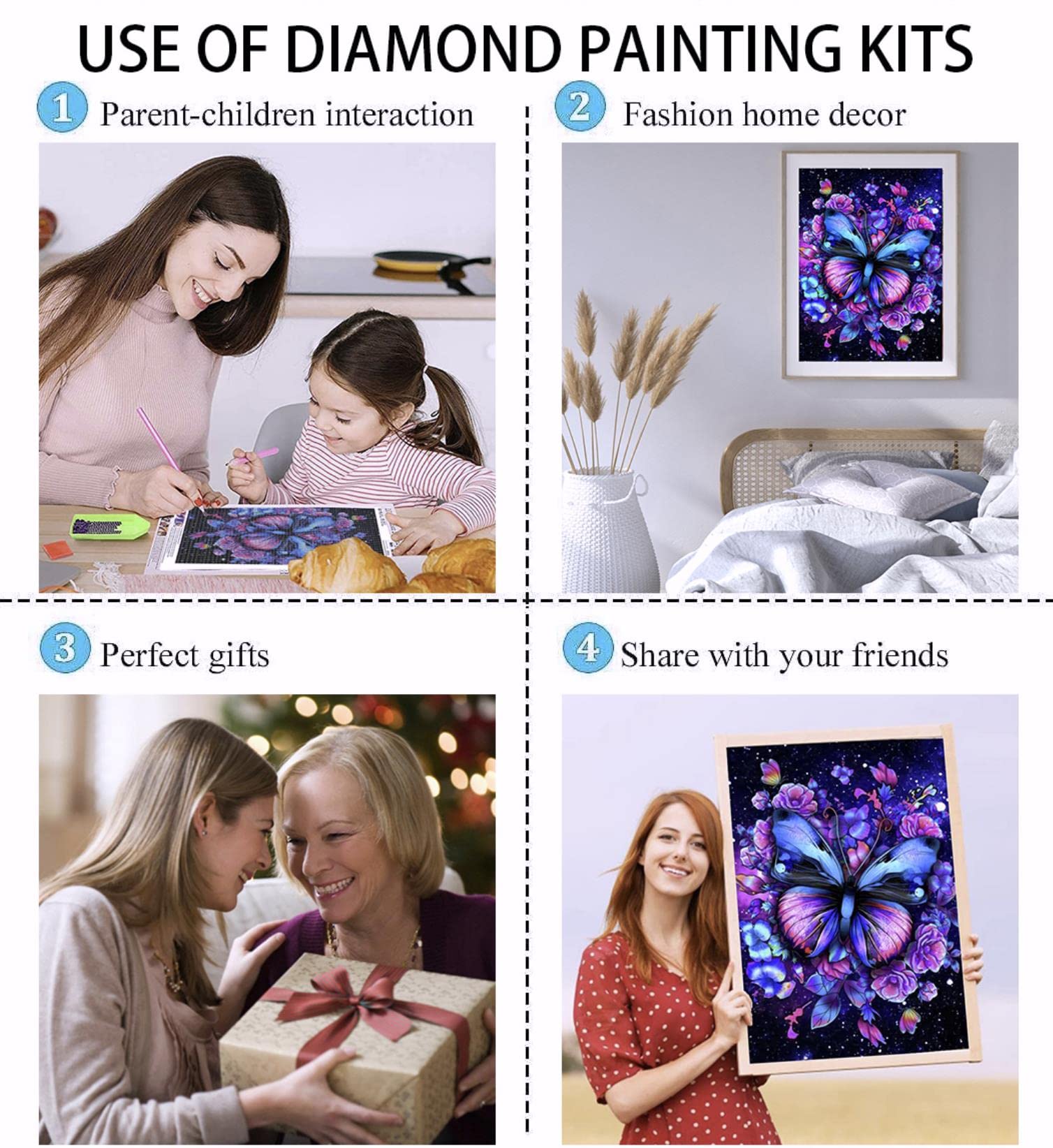 DAICHEL Diamond Art Painting Kits for Adults - Full Drill Diamond Dots Paintings for Beginners, Round 5D Paint with Diamonds