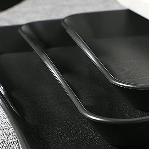 JHSLXD Retro Trays Kitchen/Dining Room Serving Trays Multi-Purpose Trays Breakfast Trays Non-Slip Fruit Trays Creative Rectangle Water Cup Trays,Black,51.5CM