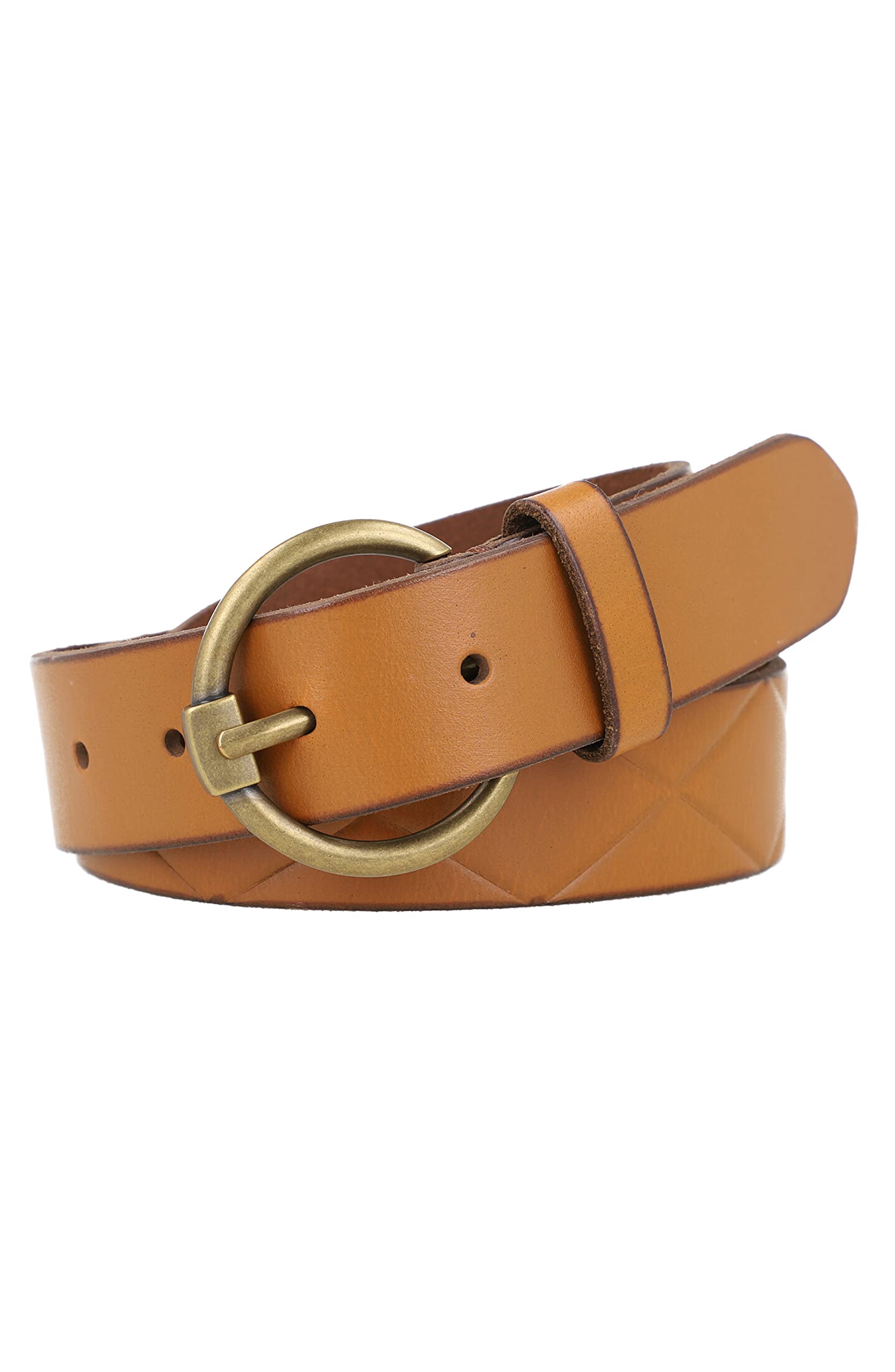 Frye Women's 32MM Leather Belt, Tan Emboss, Small