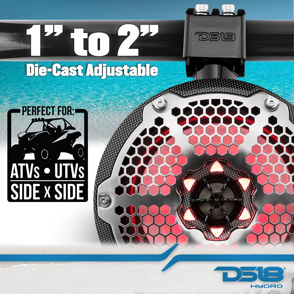 DS18 Hydro CF-X8TP 8" Marine Towers with Integrated RGB LED Lights - High Performance, Marine Grade IP65 Rated, UV Stable, 375 W Max 125 W RMS 4 Ohms (Pair)