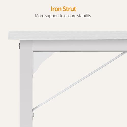 CubiCubi Computer Desk 32" Study Writing Table for Home Office, Modern Simple Style PC Desk, White Metal Frame, White