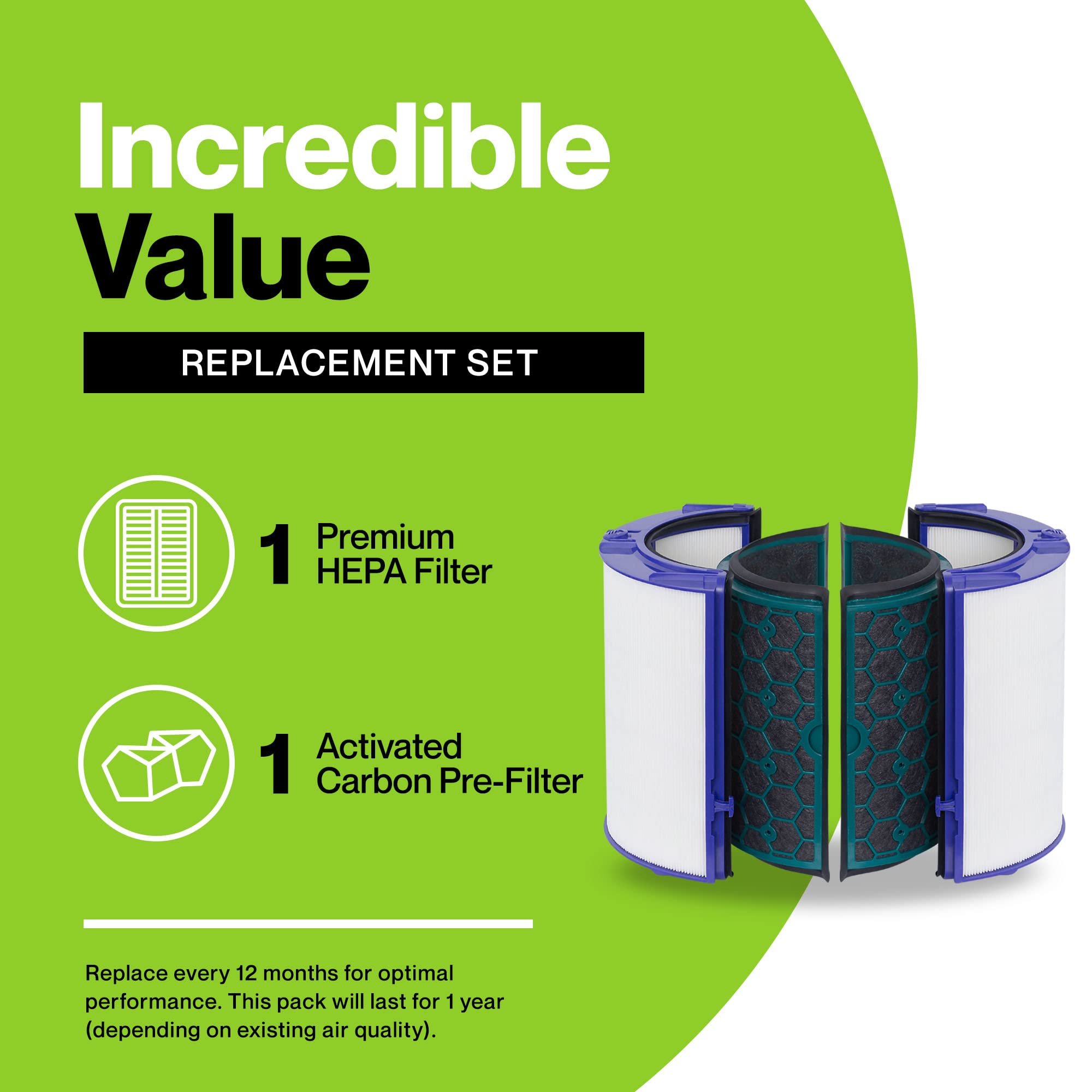 Durabasics HEPA Filter Replacement for Dyson HP04,TP04, DP04, DP05, TP05, TP4A Air Purifier, Easy to Install HEPA + Carbon Filter to Improve Indoor Air Quality