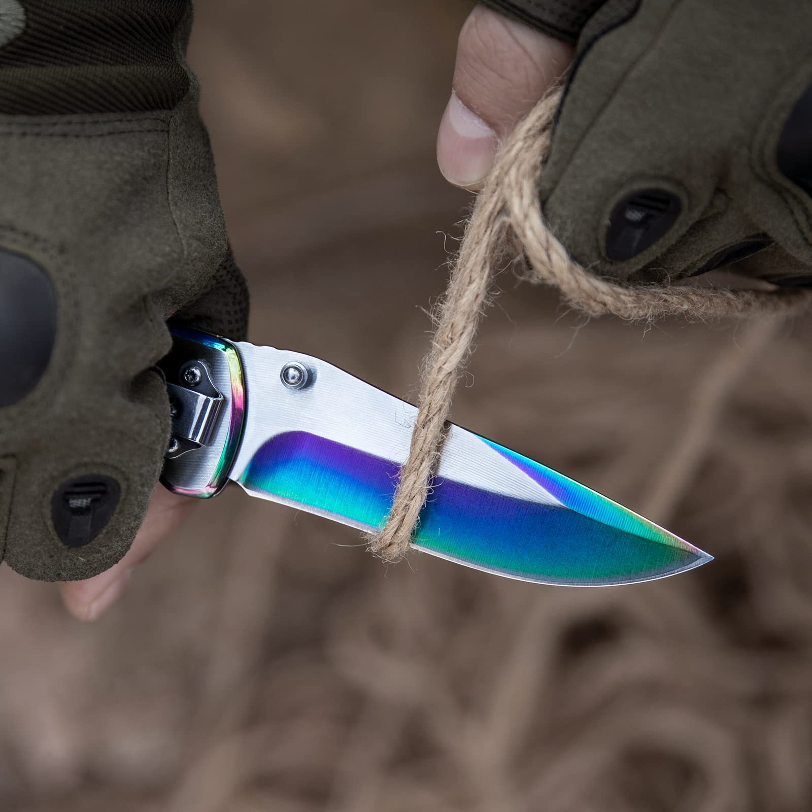 Dispatch Folding Pocket Knife with Stainless Steel Brushed Blade, Steel Handle, Liner Lock for Survival, Hunting, Tactical, Outdoor Camping EDC Tool