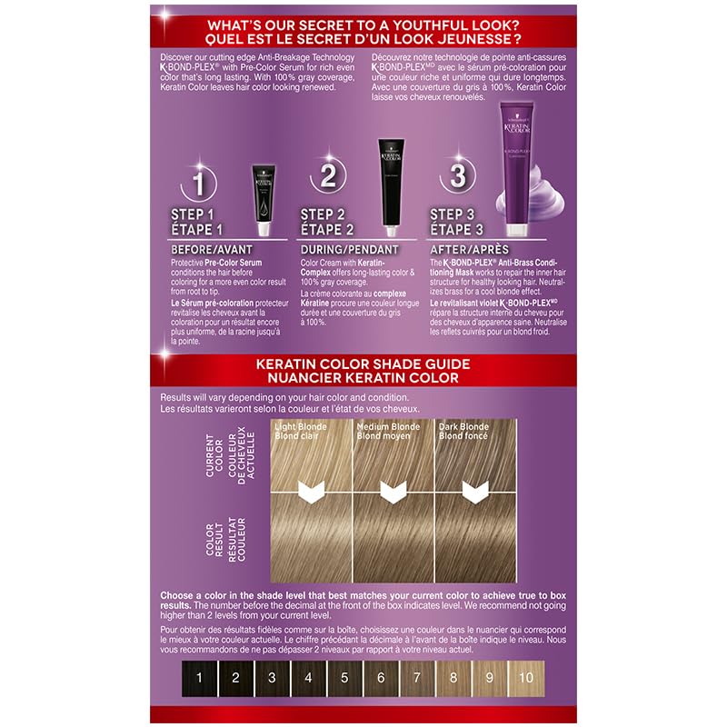 Schwarzkopf Keratin Color Permanent Hair Color Cream 7.1 Dark Ash Blonde, 1 Kit