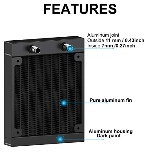 Clyxgs Water Cooling Radiator, 12 Pipe Aluminum Heat Exchanger Radiator with Tube for PC CPU Computer Water Cool System DC12V 120mm