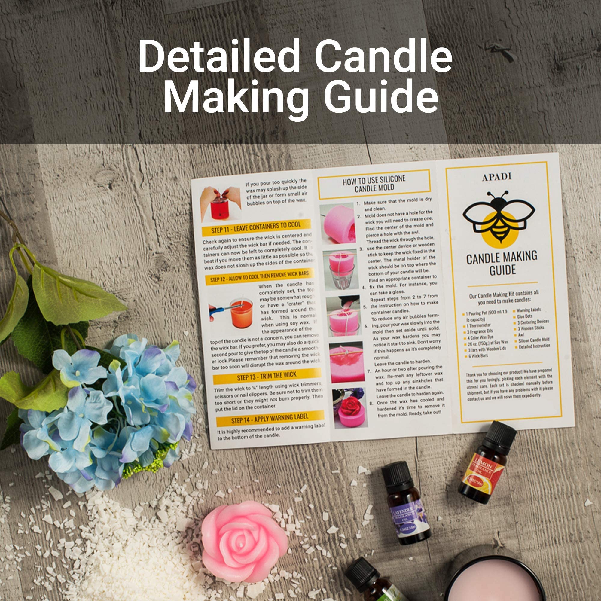 DIY Soy Candle Making Kit for Adults with Big Glass Candle Jars - Candle Making Supplies - Candle Rose Mold - Wicks - Soy Wax Flakes Candle Making Kits - Full Beginners Set (Multi-Colored)