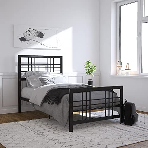 DHP Arcadia Metal, Twin Size Frame, Adjustable Storage, Black Bed