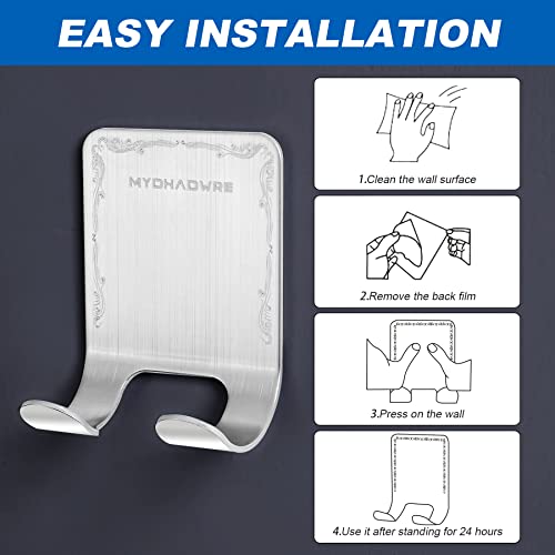 mydhadwre Razor Holder for Shower,Adhesive Shaver Hooks for Wall,Stainless Steel Towel Hooks for Bathroom, Waterproof Hangers for Robe Loofah Coat Keys Bag Plug