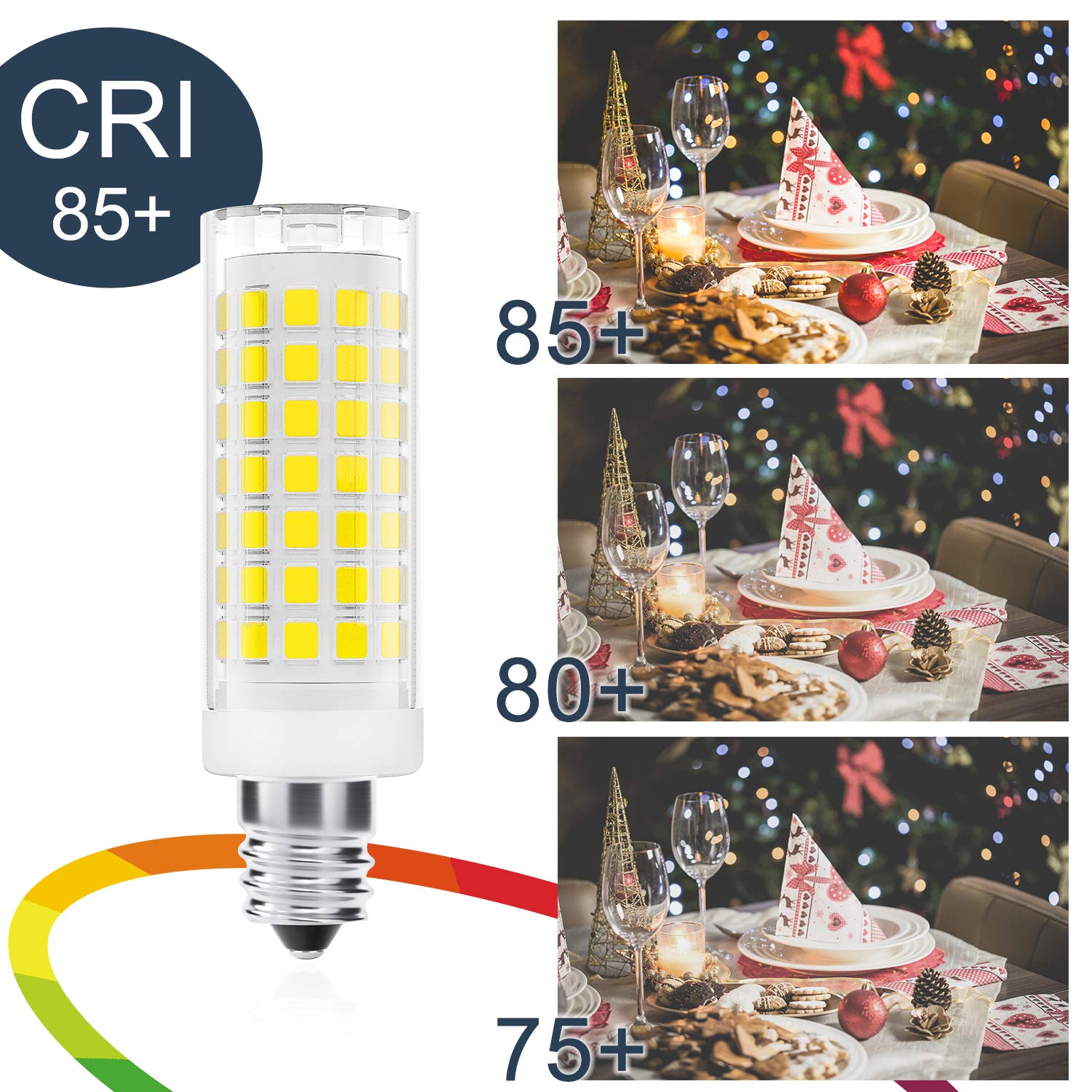 DiCUNO Dimmable E12 LED Bulb 4W (40W Halogen Equivalent), 430LM Daylight White 5000K Ceramic 120V Candelabra Base Light Bulb for Ceiling Fan, Chandelier, Home Lighting (6-Pack)