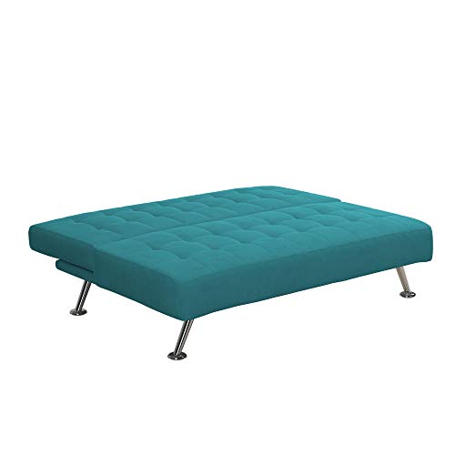 DHP Ariana Kids Sofa Futon, Converts from Futon to Bed for Kids, Teal
