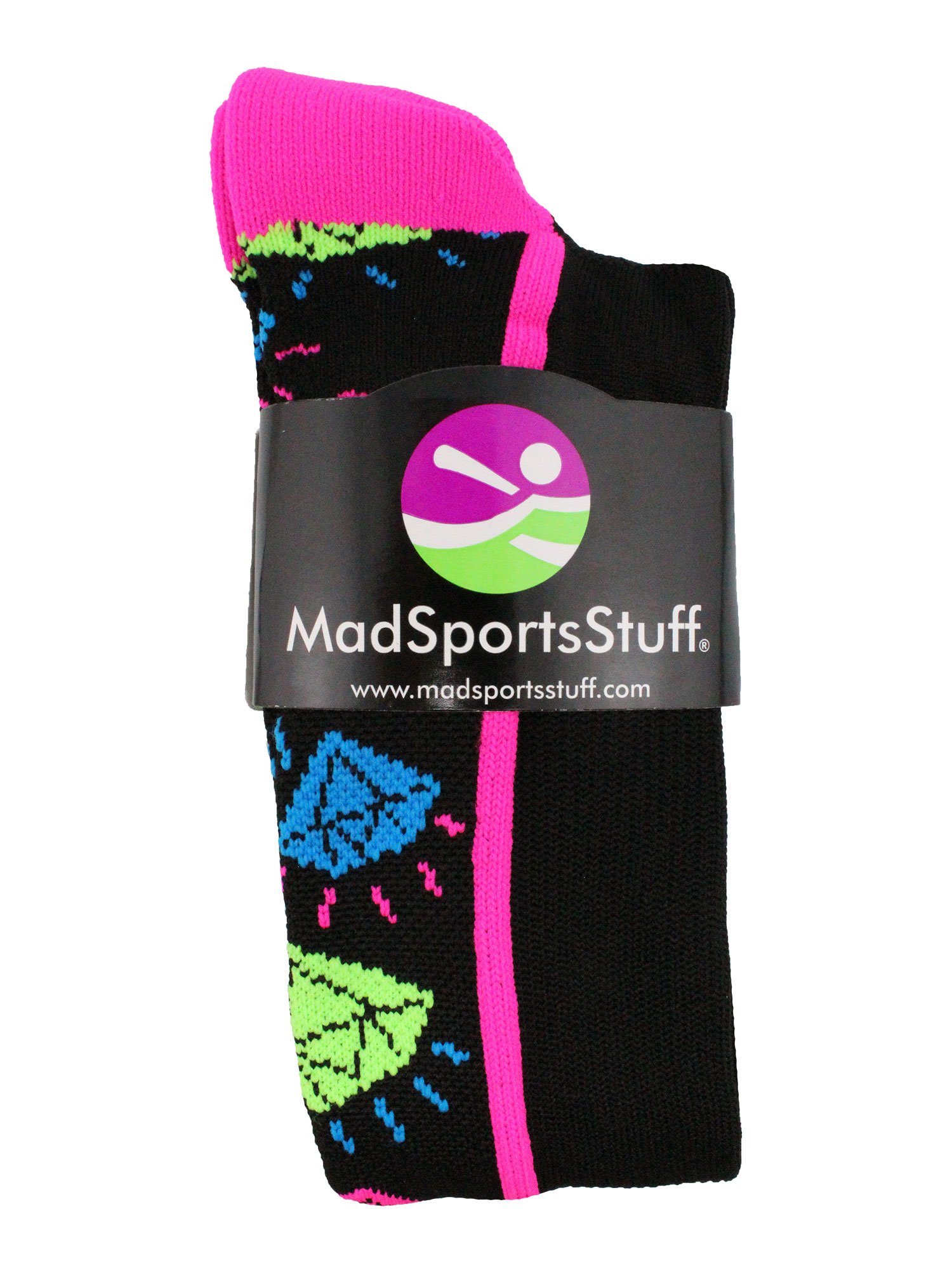 Crazy Socks with Diamonds Over the Calf (Black/Multi-Neon, Small)