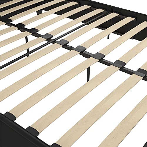 DHP Dakota Upholstered Platform Bed with Diamond Button Tufted Headboard and Footboard, No Box Spring Needed, Queen, Black Faux Leather