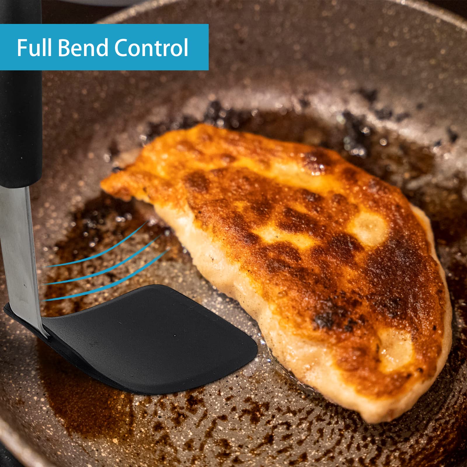 Daily Kitchen Utensil Set Silicone,Heat Resistant Cooking Utensils for Non Stick Cookware Spatula and Spoons Set Kitchen Tools for Baking Frying 4-Piece Set(Black)
