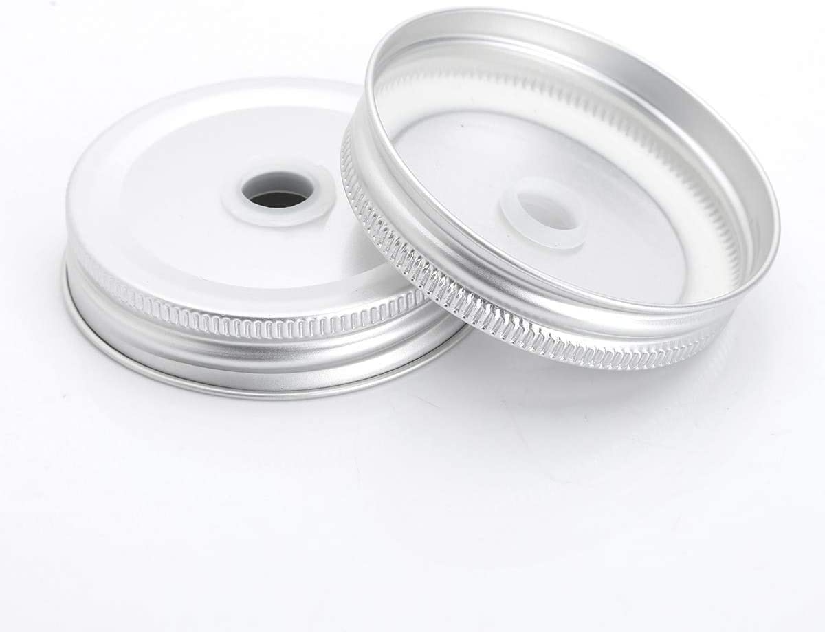 Gisedkle 30 Pcs Regular Mouth Mason Jar Lids with Straw Hole Compatible,Metal Mason Canning Lids Decorative Mason Jar Caps for Drinking&Food Storage.