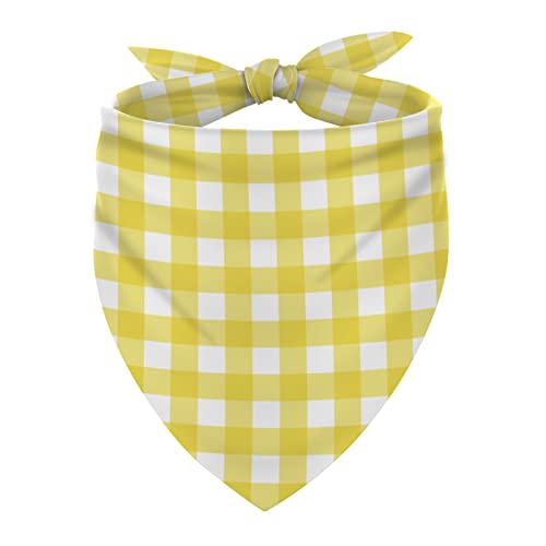 Yellow and White Buffalo Check Plaid Dog Bandana Summer Lemon Yellow Pet Puppy Collar Scarf Costume