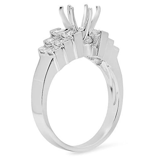 Dazzlingrock Collection Princess White Diamond Semi Mount Engagement Ring for Women (0.80 ctw, Color I-J, Clarity I1-I2) in 14K White Gold Size 7