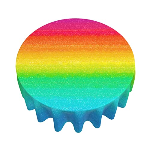 Vodbne Rainbow Round Tablecloth 60 Inch for Indoor and Outdoor, Waterproof Table Cloth Cover Decorative for Kitchen Dining Table, Parties and ​Camping