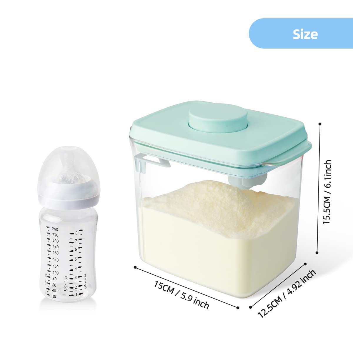 EQI Pop Airtight Food Storage Containers with Lids Stackable Containers for Kitchen Pantry Organization Ideal for Cereal Snacks Flour Sugar Coffee and Spaghetti (1700ml Blue)