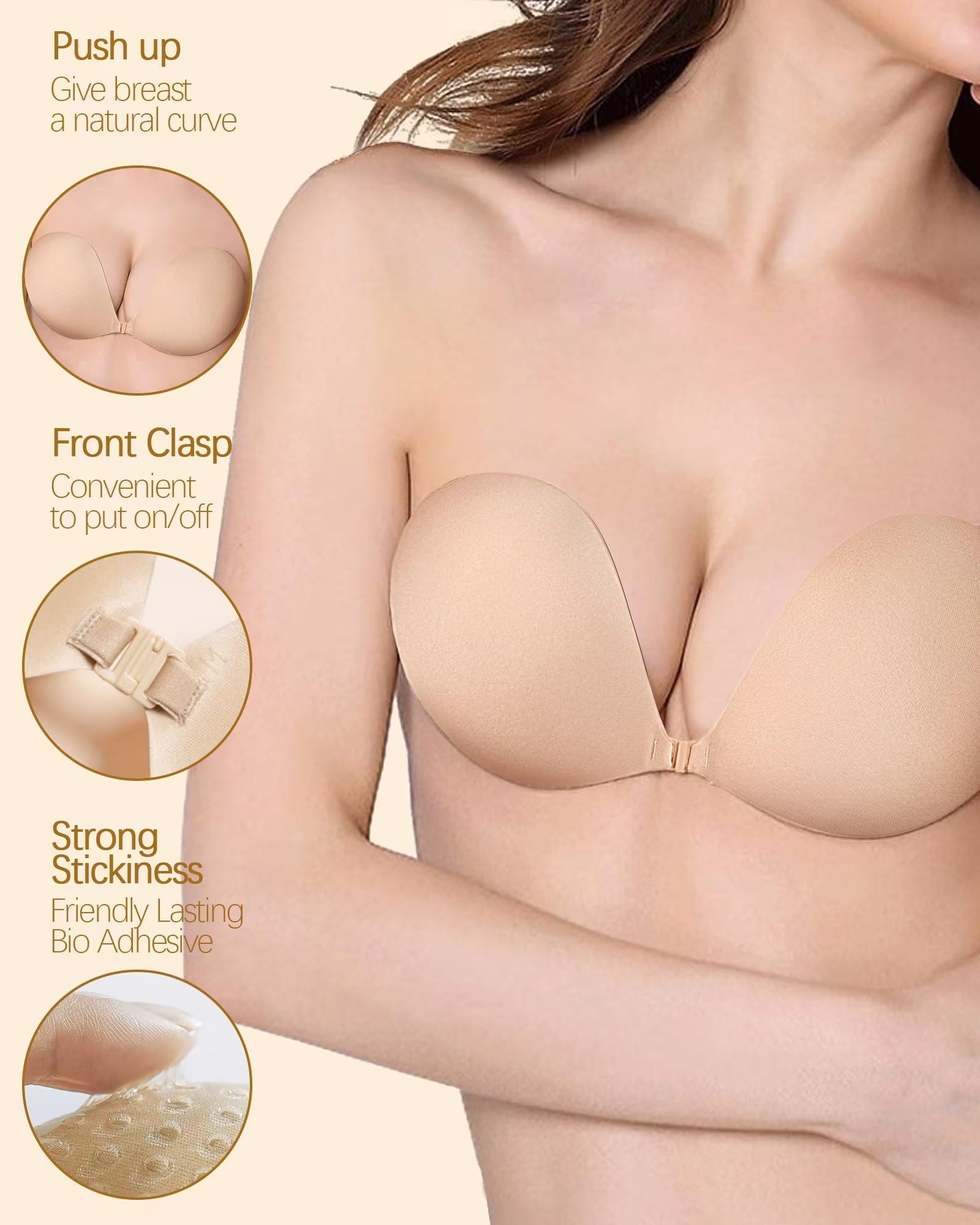 digitharbor Sticky Adhesive Bra Strapless Invisible Push up Silicone Bra for Backless Dress-1