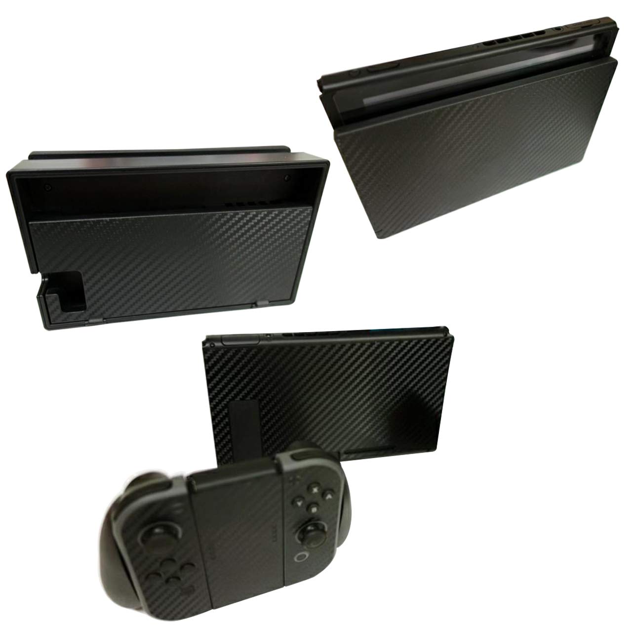 CM Protective Skin Decal Sticker Cover for Switch Console Dock and Compatible with Joy Con Controller, Carbon Black Color