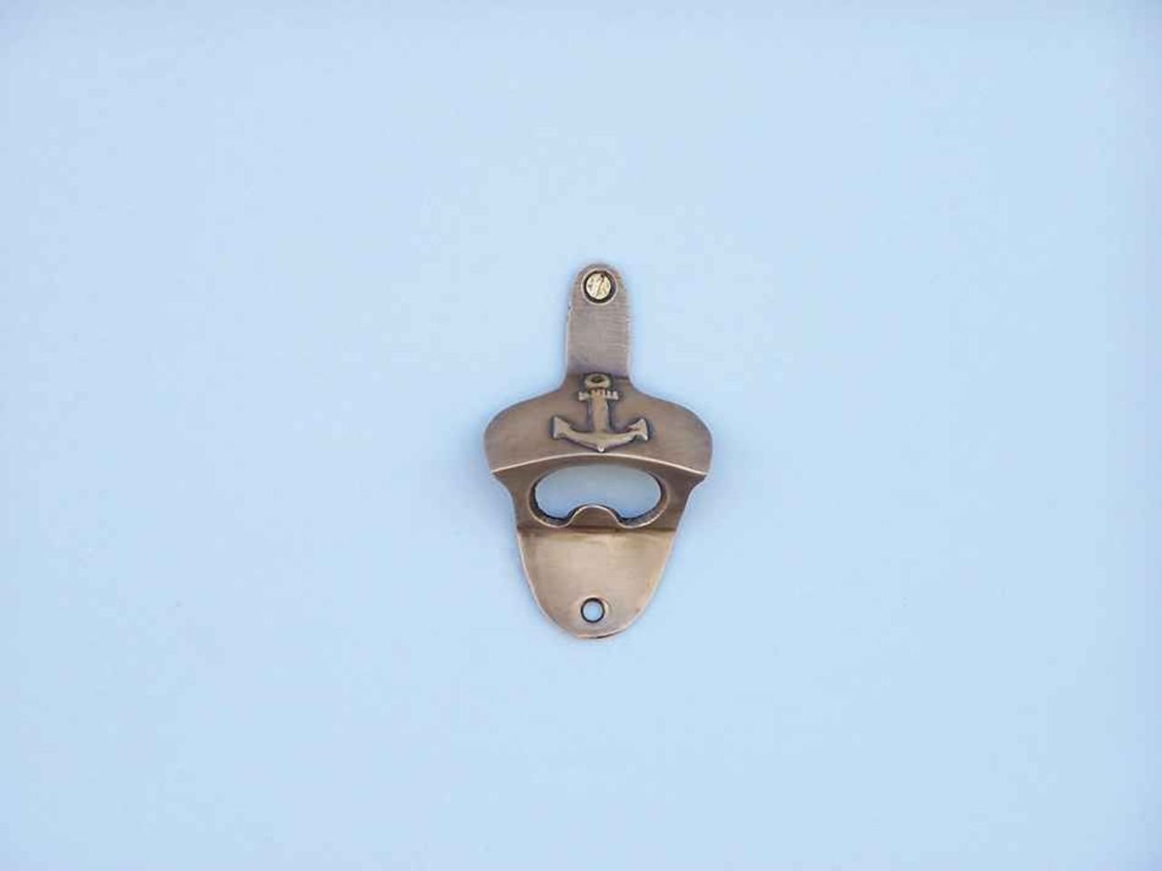 Hampton Nautical Wall Mounted Anchor Home Bottle Opener, 3", Antique Brass