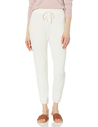 Daily Ritual Women's Cozy Knit Drawstring Jogger Pant, Cream/White Marl, Small