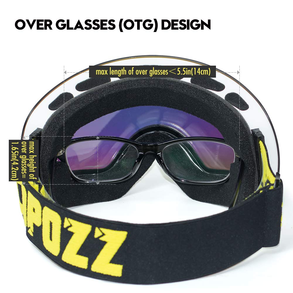 COPOZZ G7 OTG Ski Goggles, Frameless, Detachable Lenses Snow Snowboard Goggles, UV400 Protection for Men Women