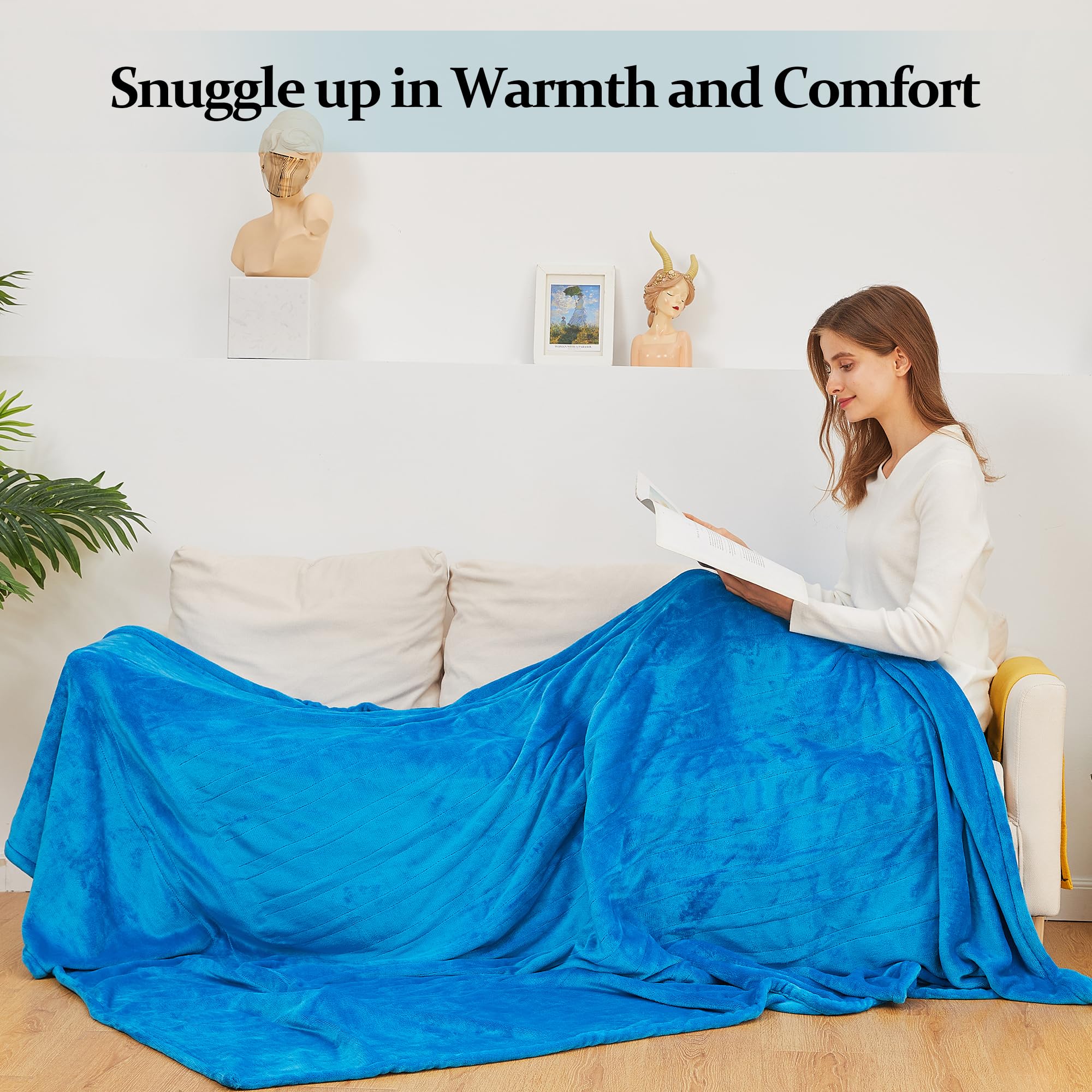 COZYTY Heated Blanket Full Size, 72" x 84" Fast Heating Blanket with 6 Heating Levels & 1-10 Hours Auto Off for Home Office Use, Blue
